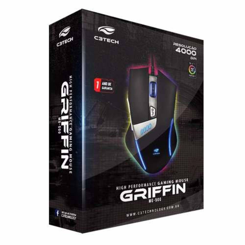 MOUSE C3 TECH GAMER MG-500BK GRIFFIN RGB USB 4000DPI - Millenium ...