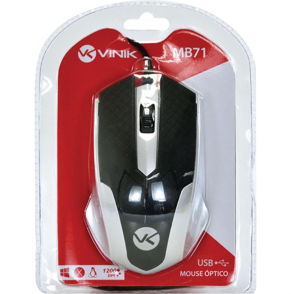 MOUSE VINIK MB71 USB 1200DPI PRETO/PRATA C/ CABO DE 1.20 METROS (23821 ...