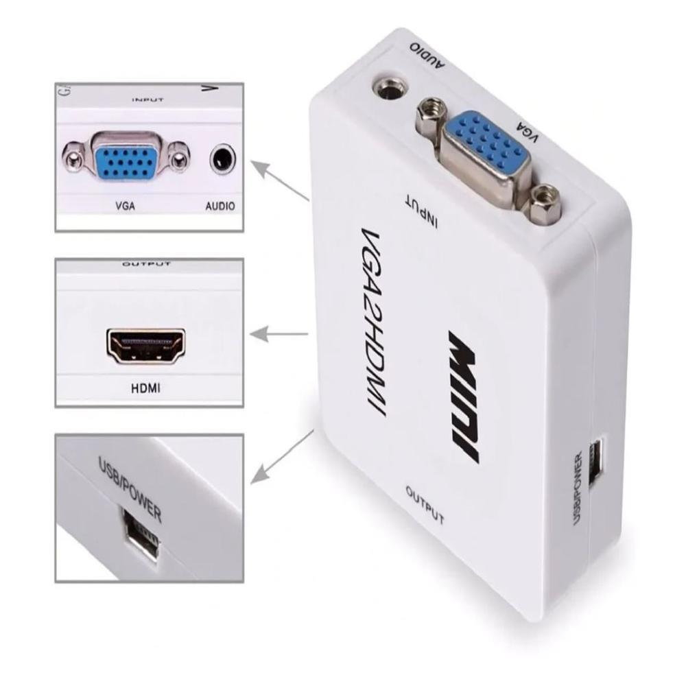 CONVERSOR VGA PARA HDMI - ENTRADA VGA PARA VIDEO + P2 PARA AUDIO E ...