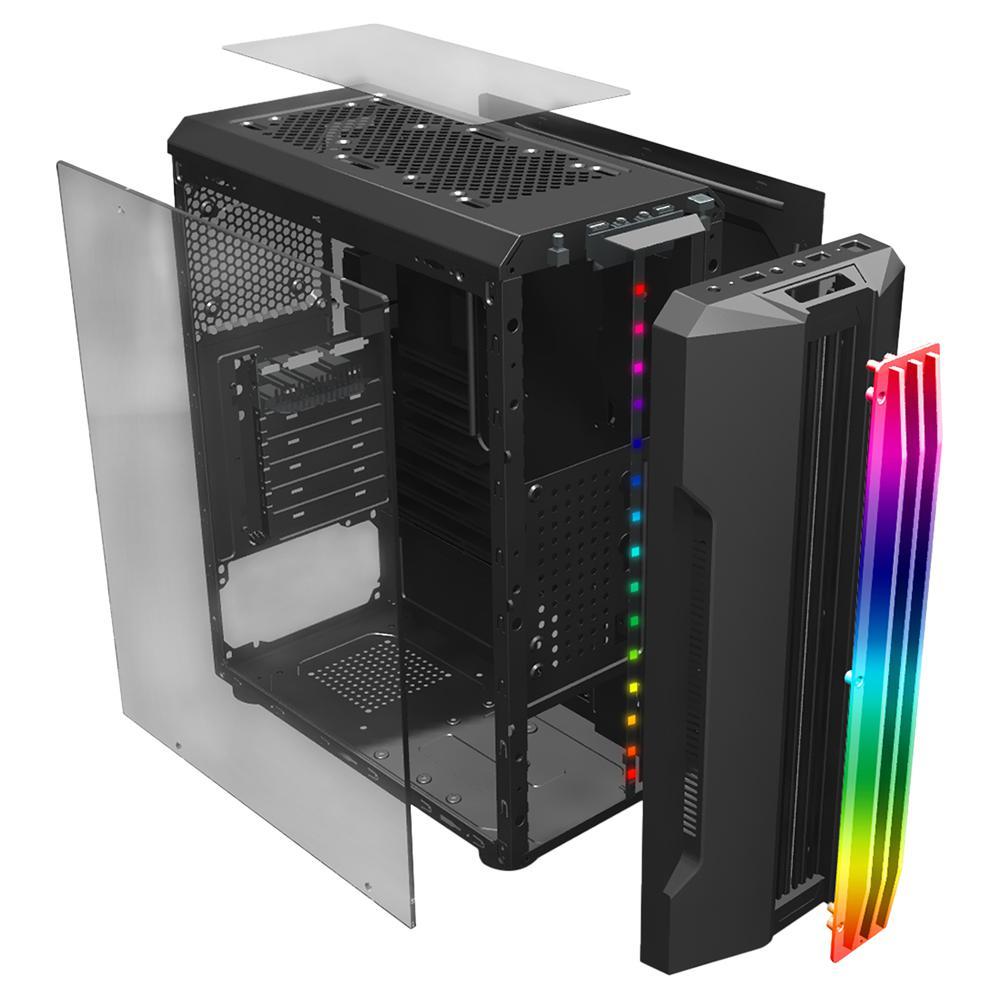 GABINETE MYMAX GAMER CICLOPE PRETO C/ LATERAL DE VIDRO E LED RGB (MCA ...
