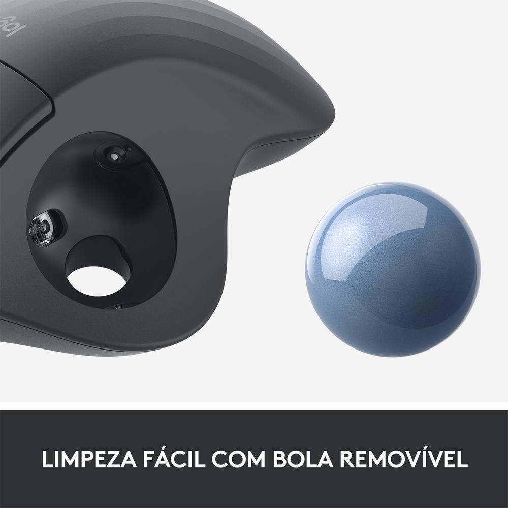 MOUSE LOGITECH BLUETOOTH M575 ERGONOMICO TRACK BALL PRETO (910-005869) - Millenium Informática